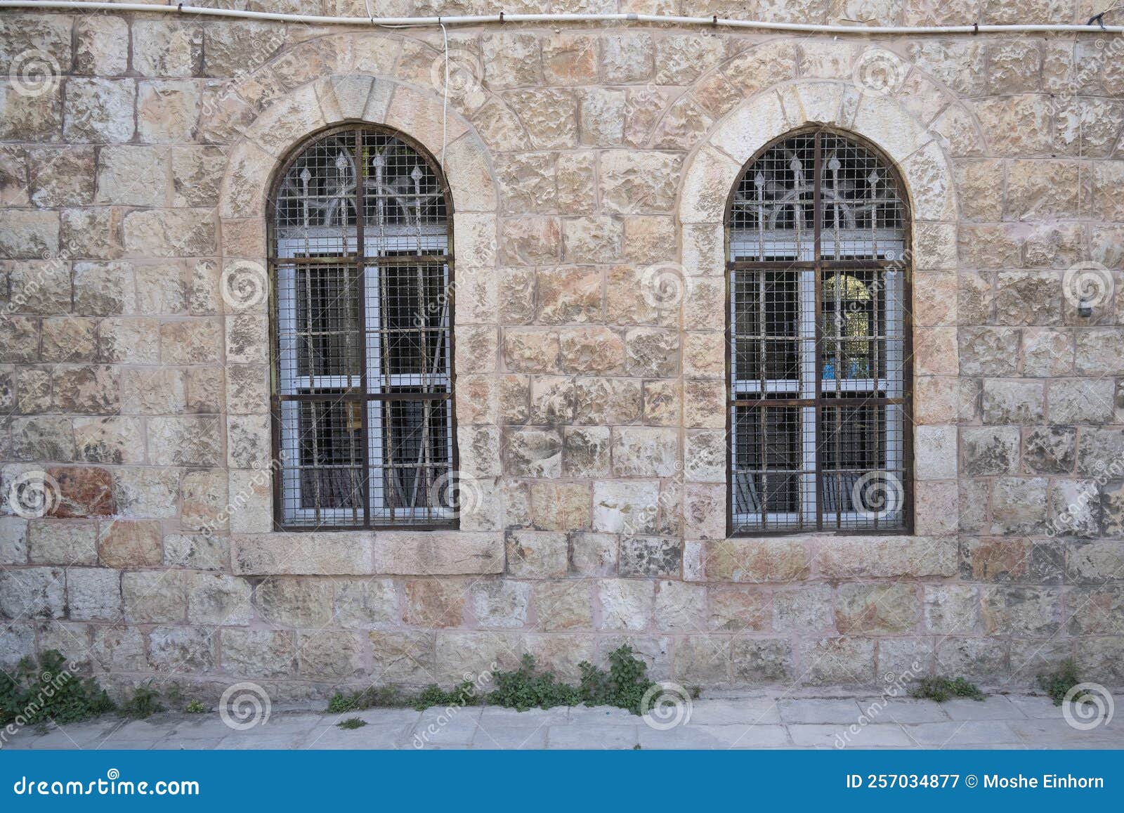 Arched Windows in a Typical Jerusalem, Israel, Stone House Stock Image ...