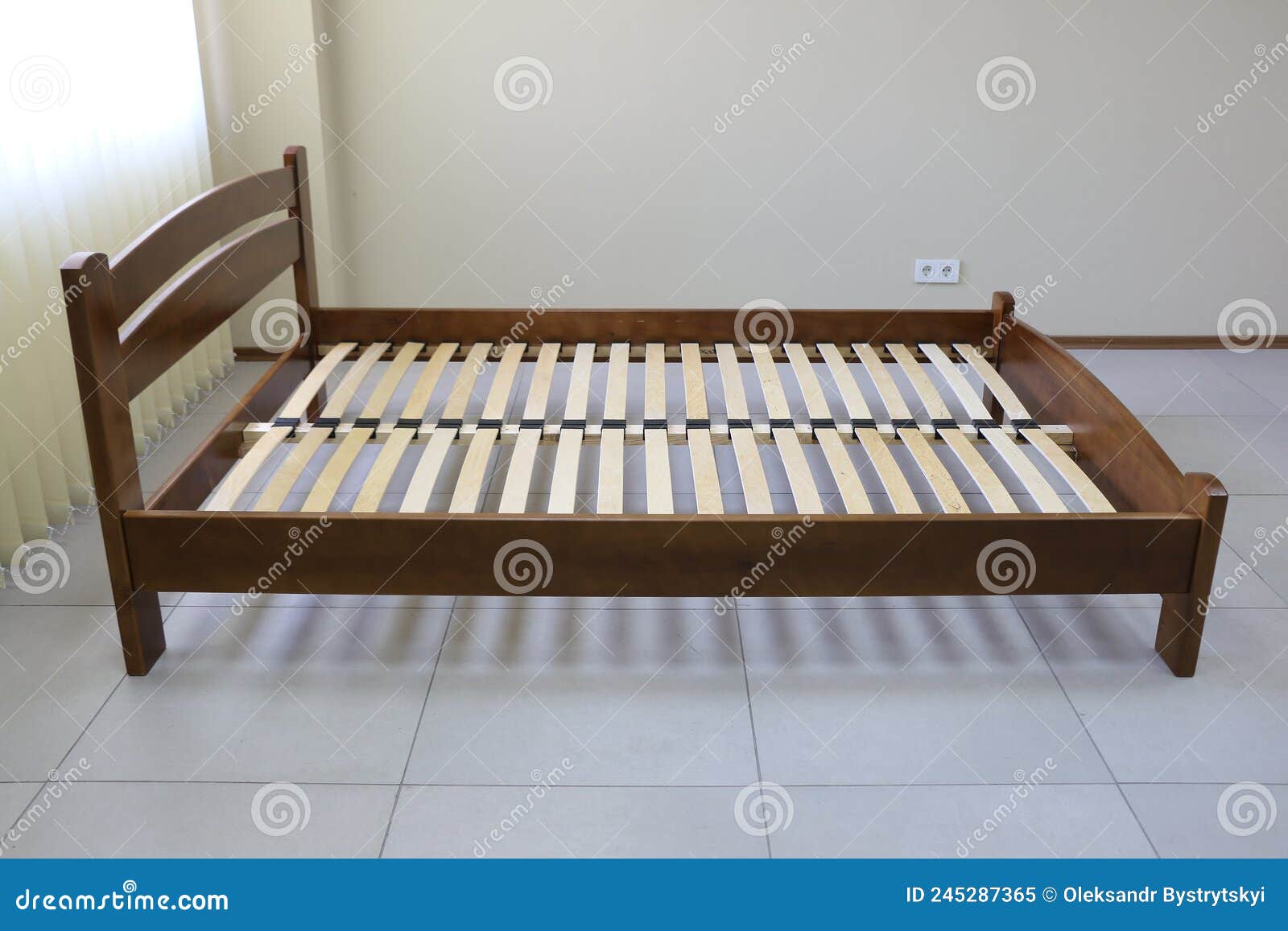 Arched Wooden Bed with Slats Stock Image - Image of board, element ...