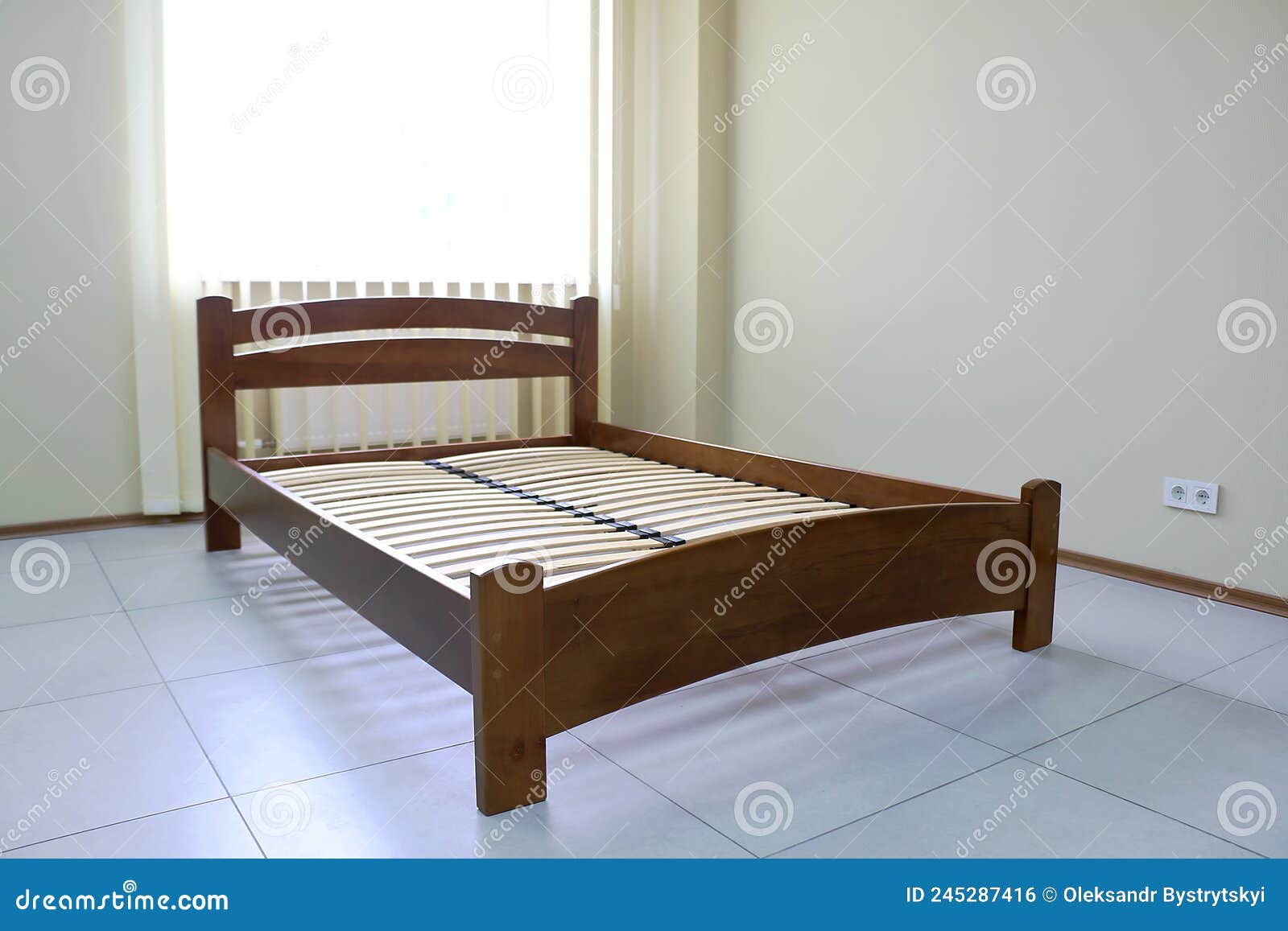 Arched Wooden Bed with Slats Stock Photo - Image of decoration, modern ...