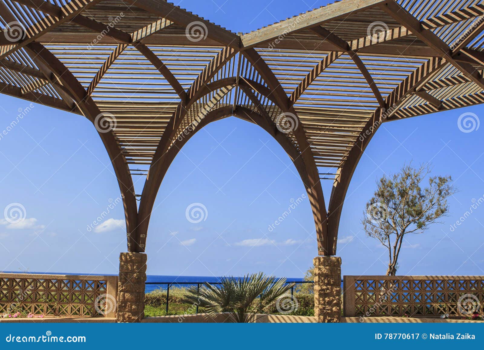 Arched wooden gazebo stock image. Image of lattice, architecture - 78770617