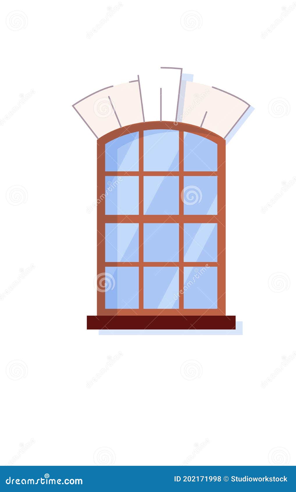 Arched Wooden Window Vector Illustration | CartoonDealer.com #68277874