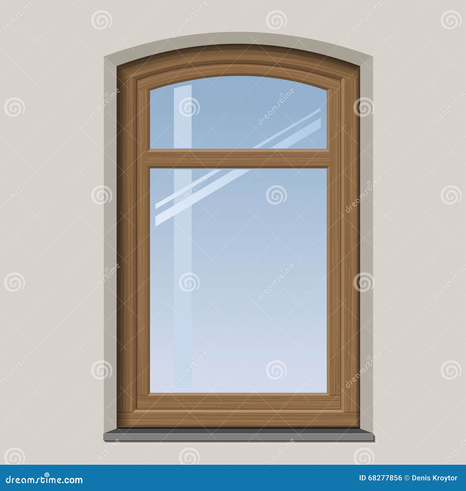 Arched Wooden Window Vector Illustration | CartoonDealer.com #68277856