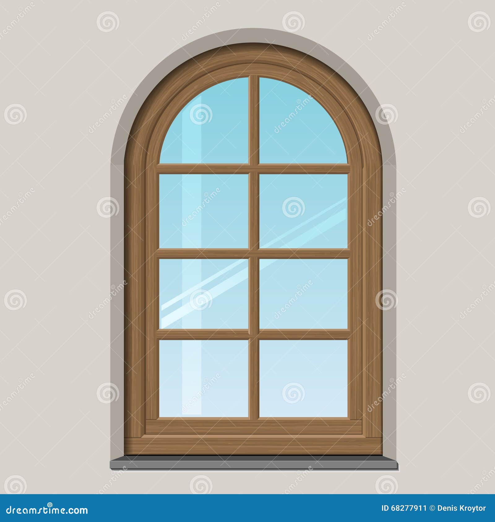 Arched Wooden Window Cartoon Vector | CartoonDealer.com #68277905