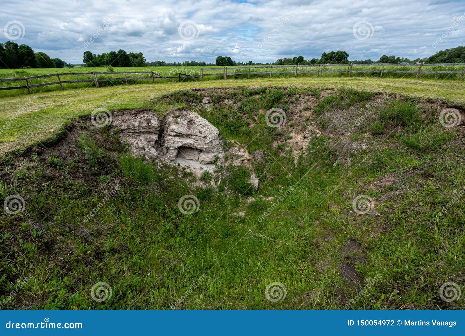 Archeological Pit Cave in the Ground in Meadow Stock Photo - Image of ...