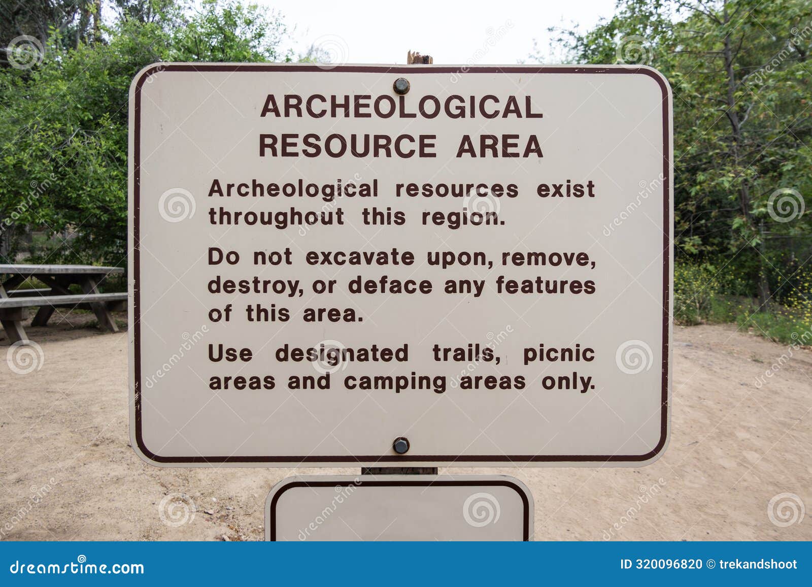 Archeological Resource Area Sign Stock Photo - Image of park ...