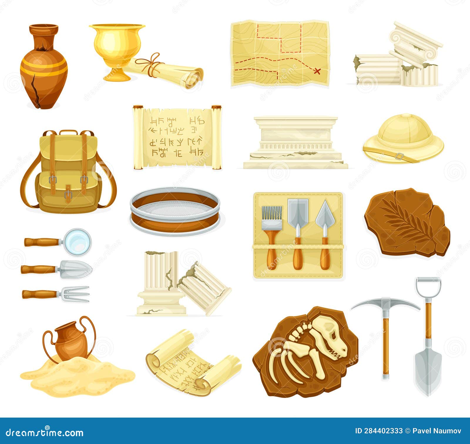 Archeological Tools and Ancient Artifacts for Exploration Vector Set ...