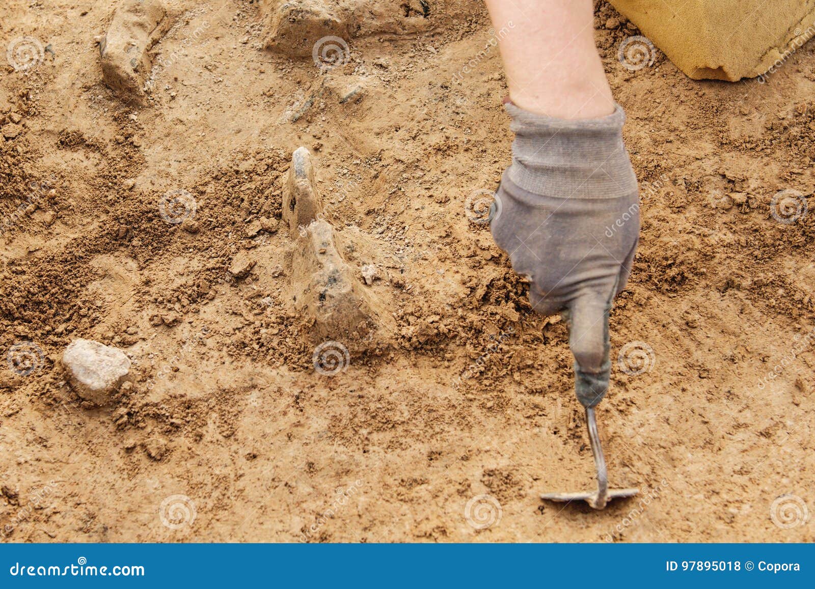 Archeological Tools, Archeologist Working on Site, Hand and Tool. Stock ...