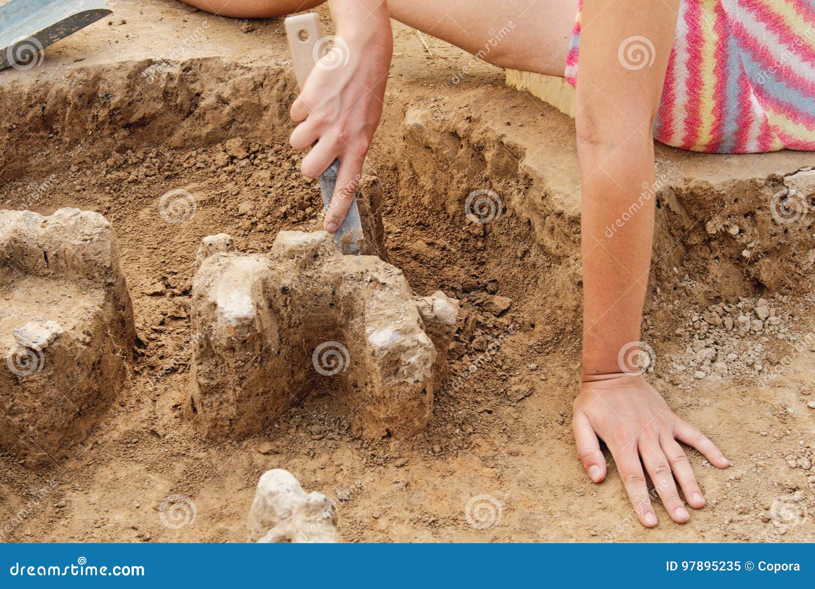 Archeological Tools, Archeologist Working on Site, Hand and Tool. Stock ...