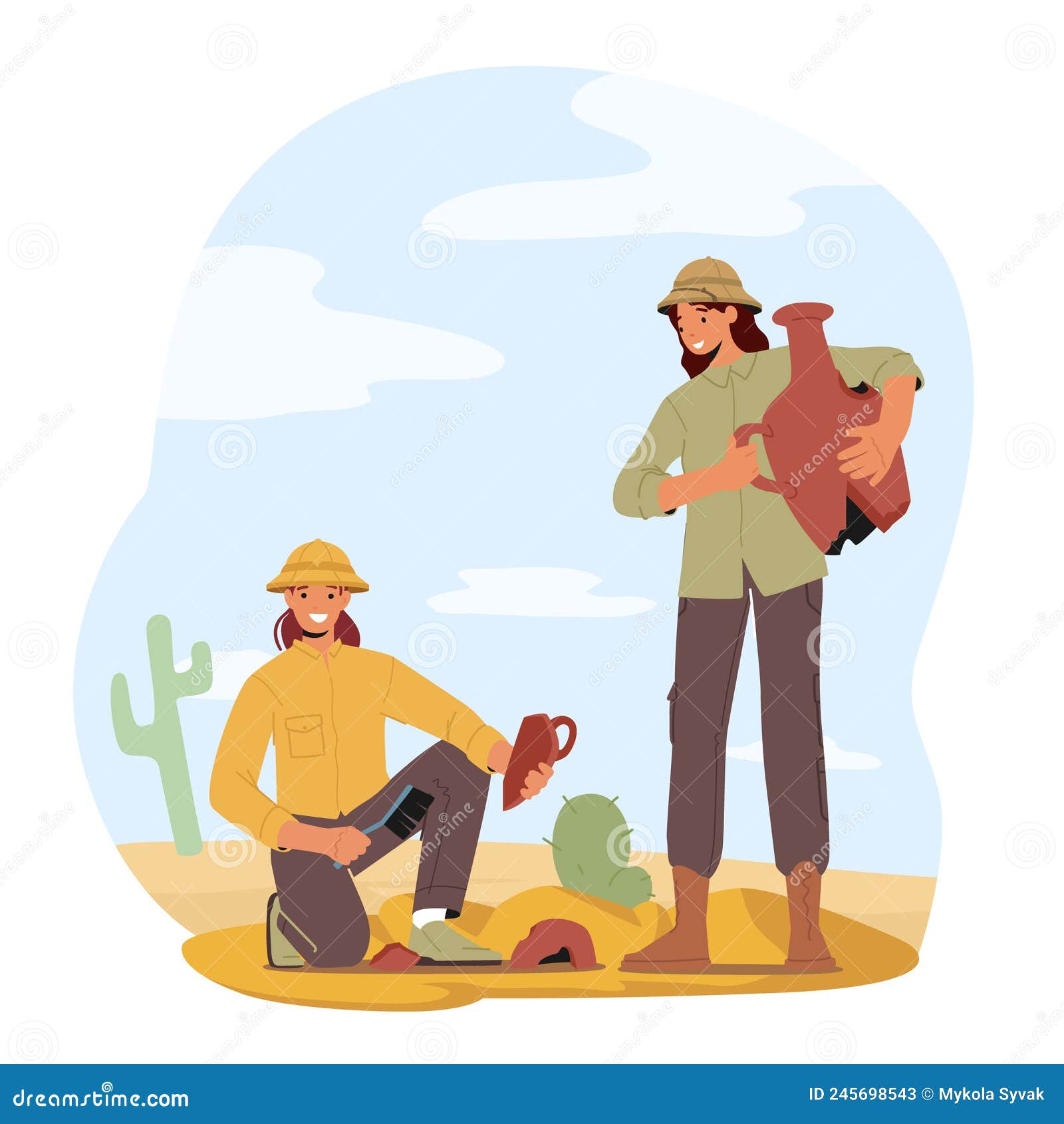 Archeologists Exploring Artifacts And Crockery Jug At Ancient Human ...