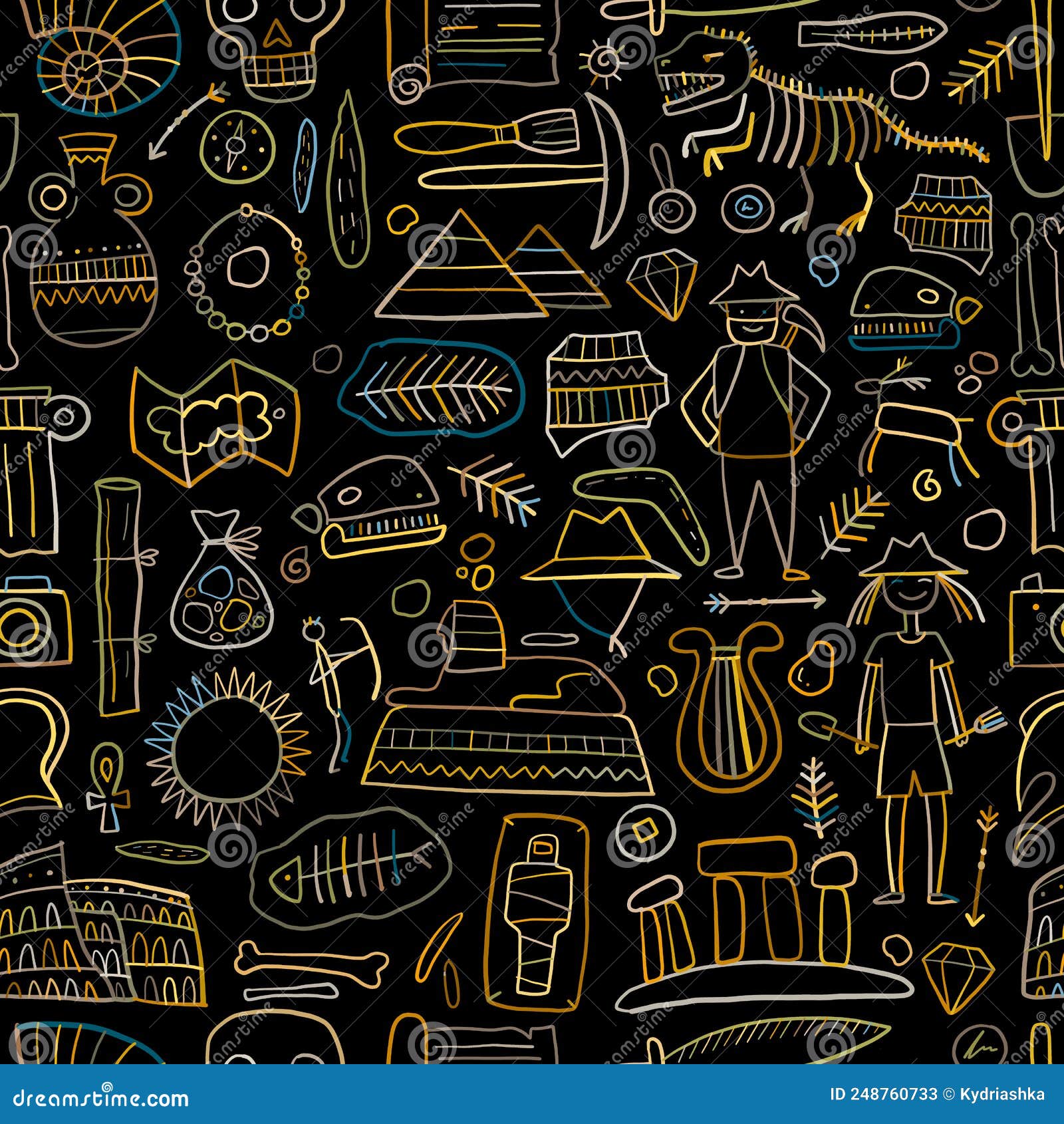 Archeology Ancient History. Seamless Pattern Background for Your Design ...