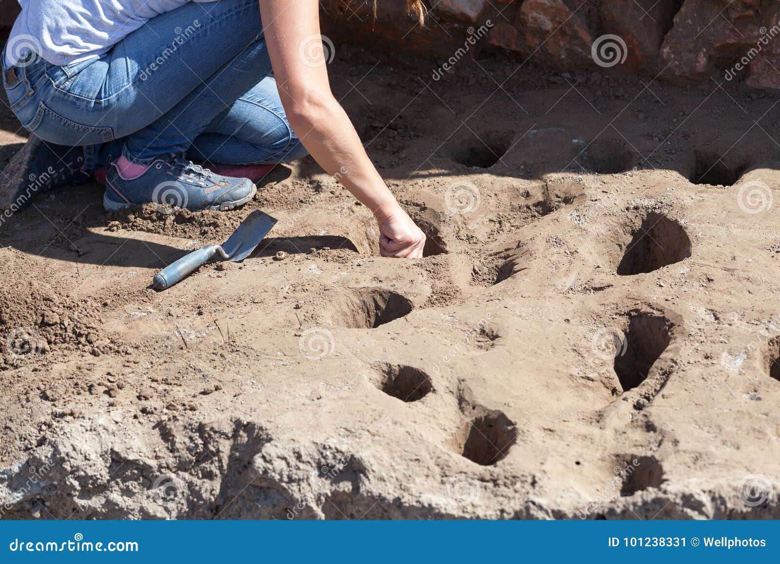 Archeology. Archaeologist Working at Archaeological Site. Stock Image ...