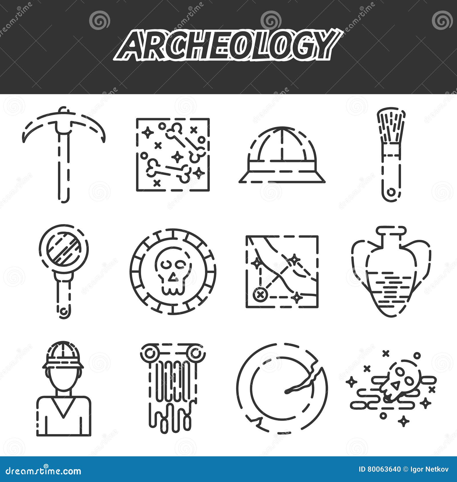 Archeology icon set stock vector. Illustration of mummy - 80063640