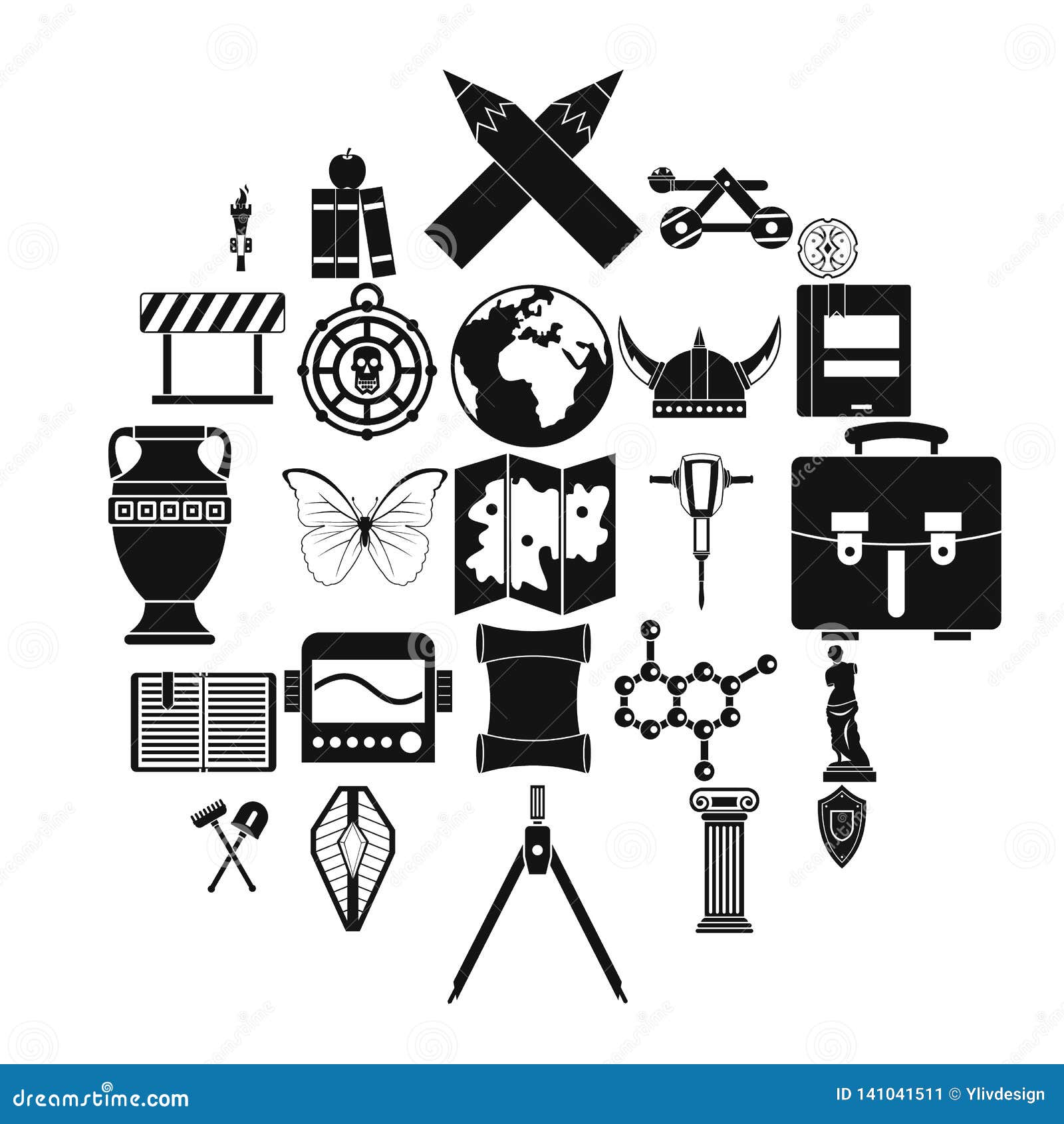 Archeology Icons Set, Simple Style Stock Vector - Illustration of ...