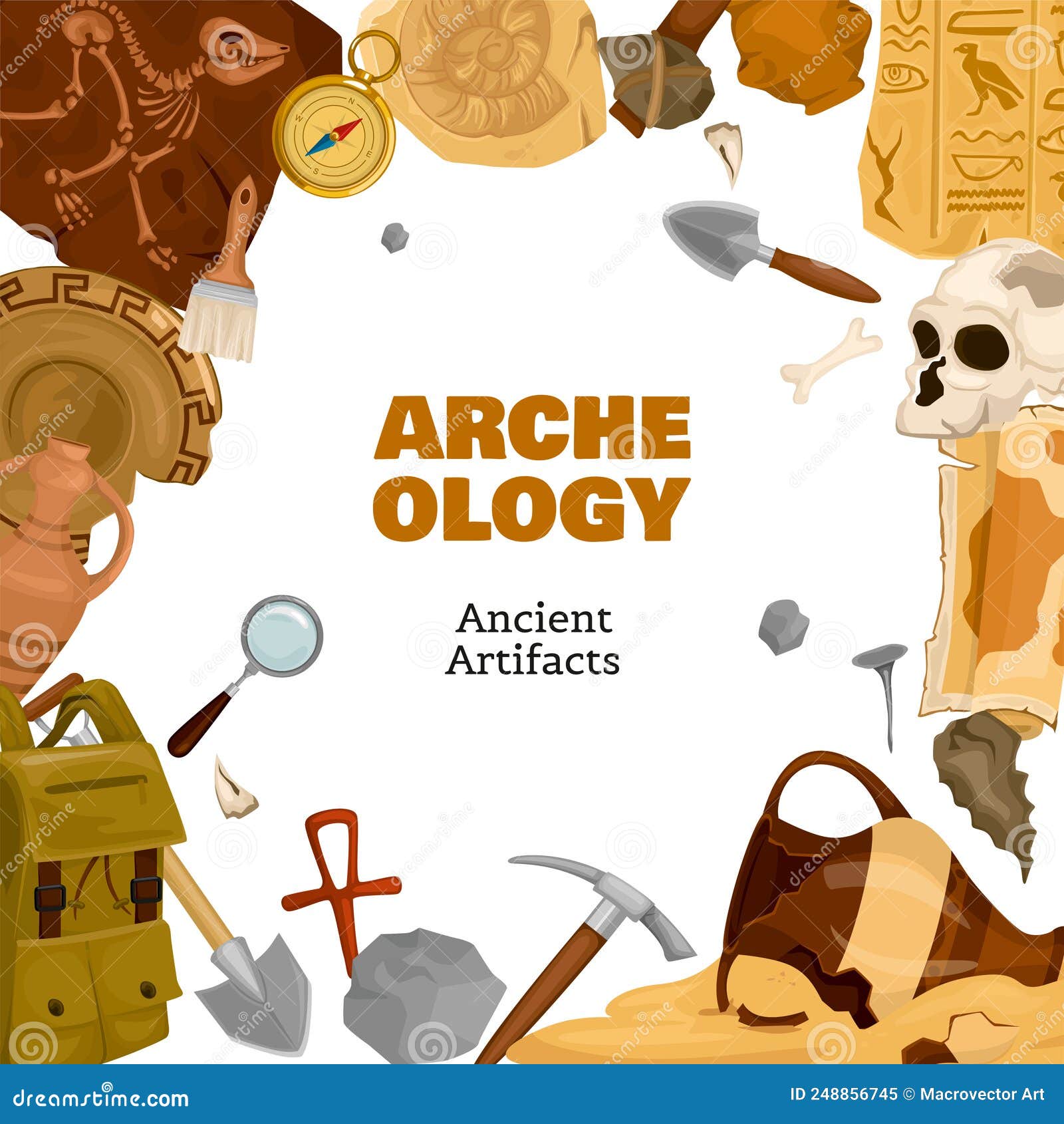 Archeology Text Frame Composition Stock Vector - Illustration of ...