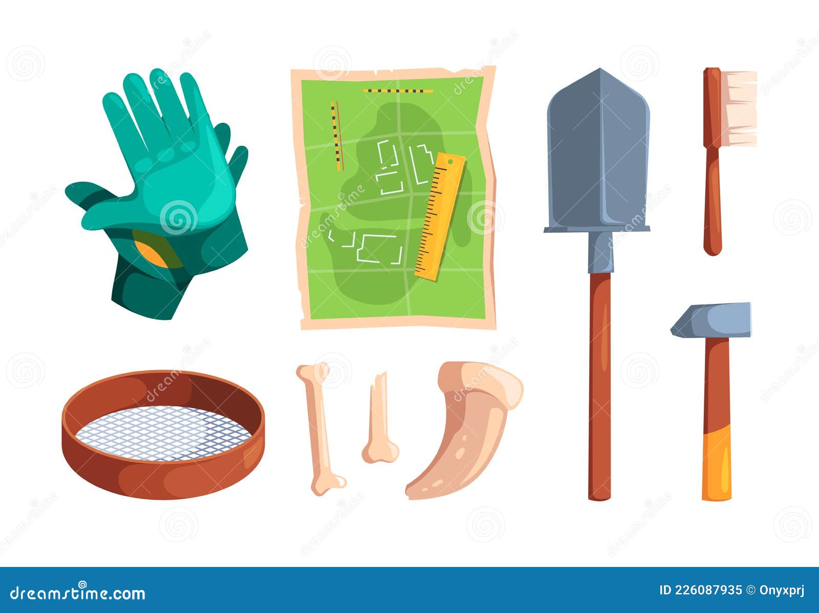 Archeology Tools. Digging Items Archiological Equipment for Ancient ...