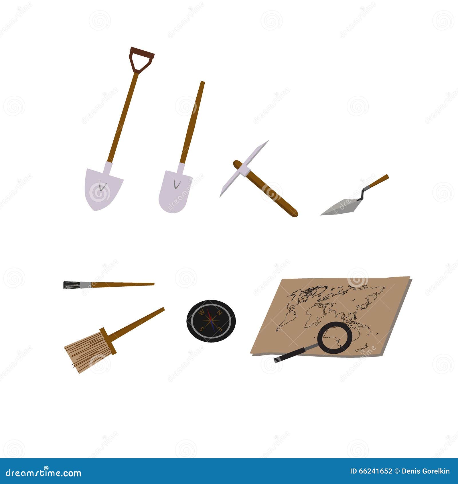 Archeology Vector Archaeological Finds And Tools Or Equipment And ...