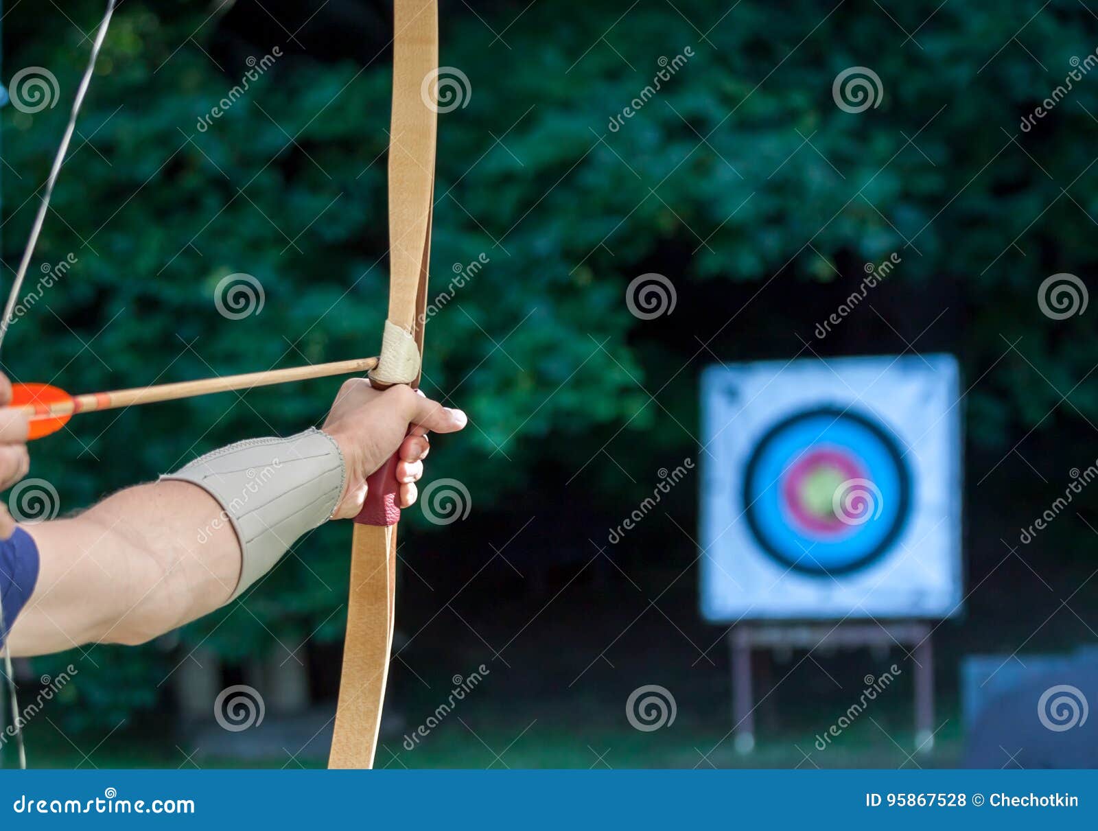 Archer Aiming Arrow at Sport Aim Stock Photo - Image of training ...