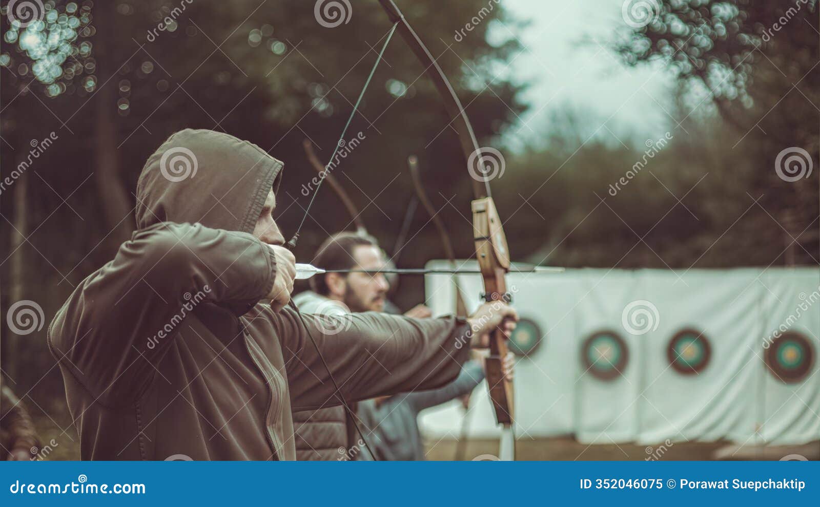 Archer aiming at target stock illustration. Illustration of equipment ...