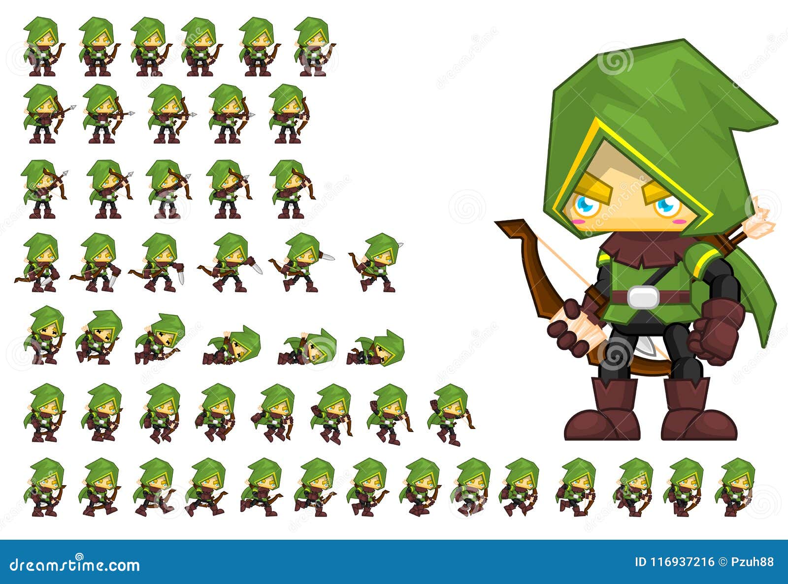 Archer Animado Character Sprites Ilustración del Vector - Ilustración ...