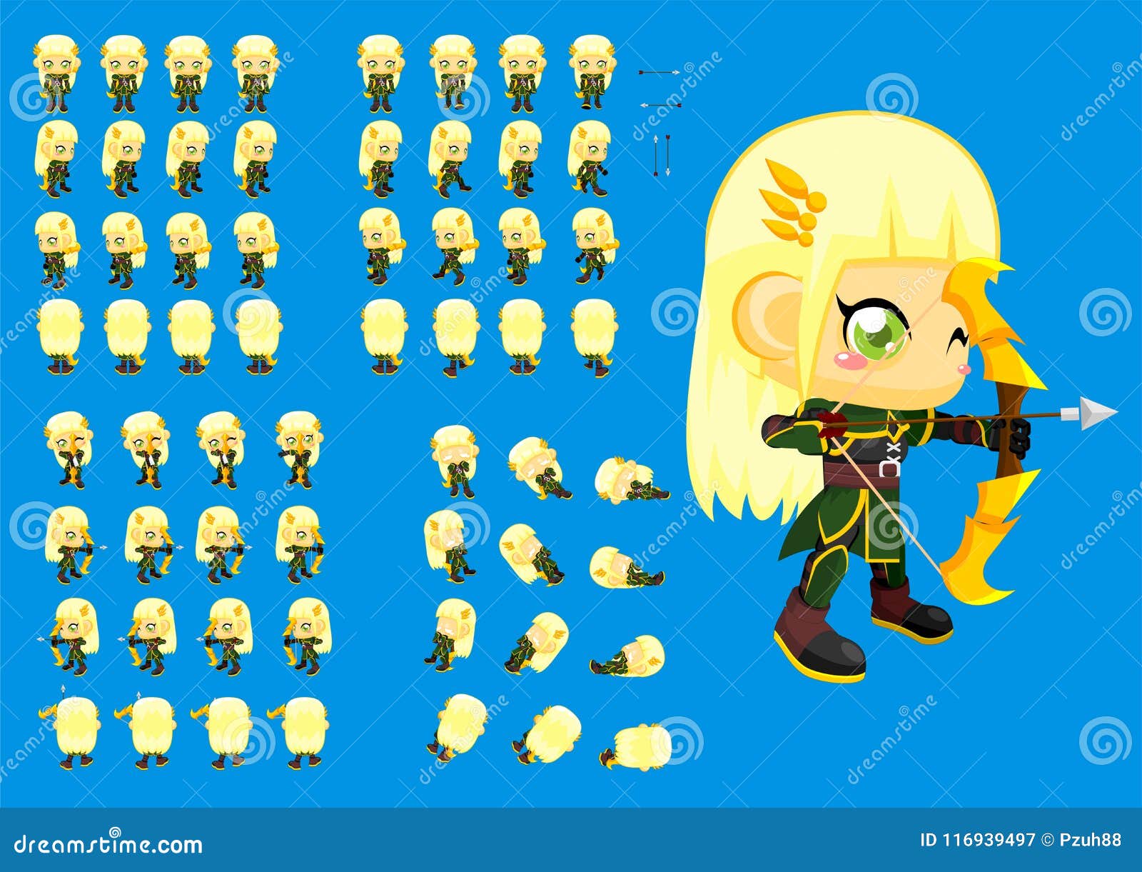 Archer Animado Character Sprites Ilustração do Vetor - Ilustração de ...