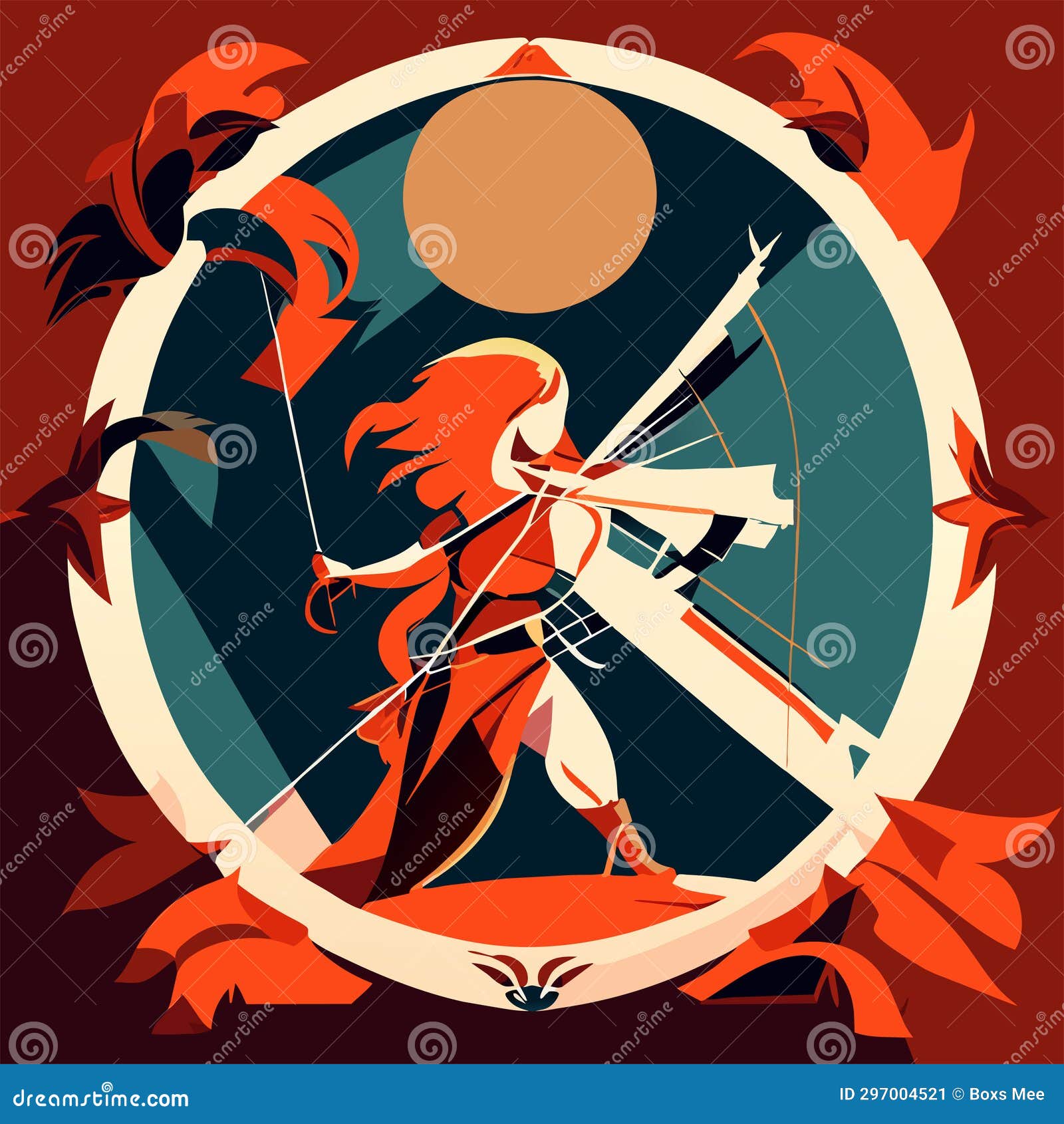 Archer Archer with Bow and Arrow. Vector Illustration in Retro Style AI ...