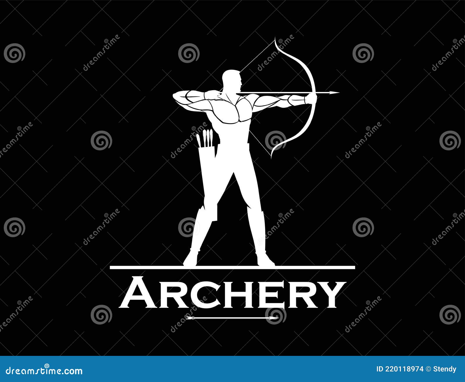 Archer, Archery in White on Black Background Stock Vector ...