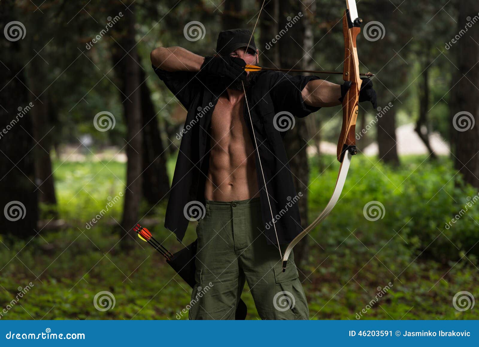 Archer Holds His Bow Aiming at a Target Stock Image - Image of archer ...