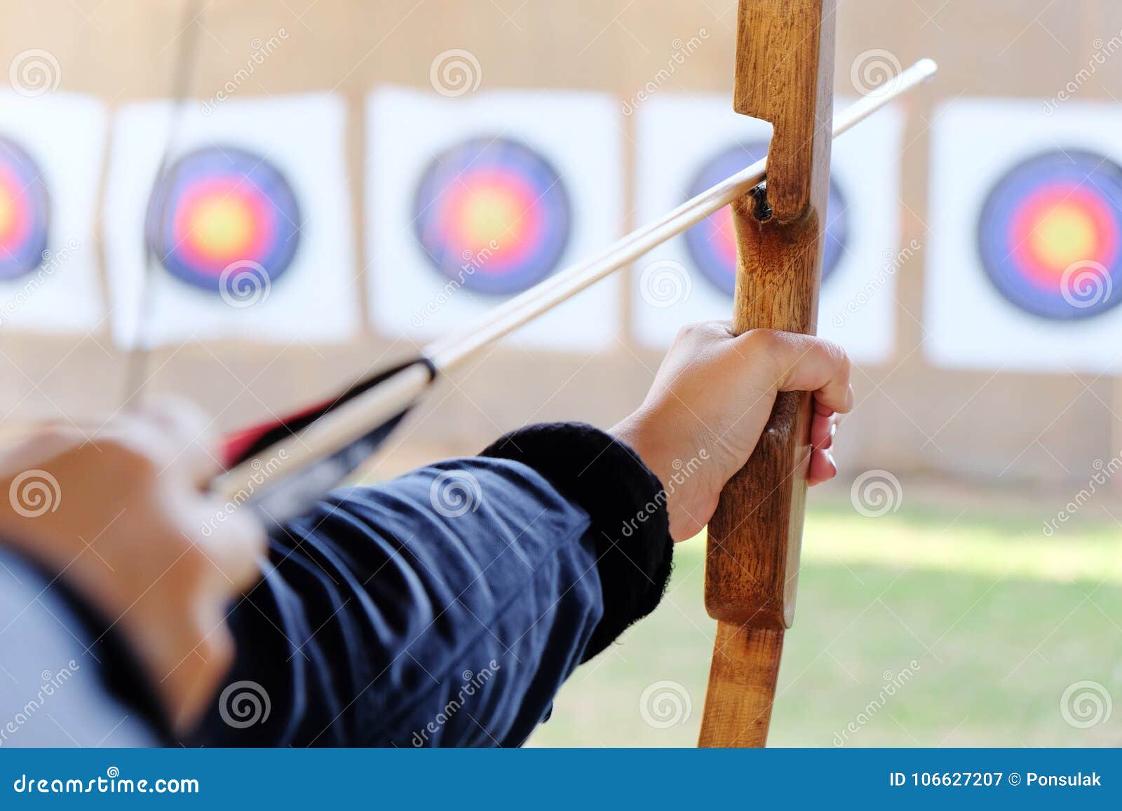 Archer Holds His Bow Aiming at a Target Stock Image - Image of sport ...