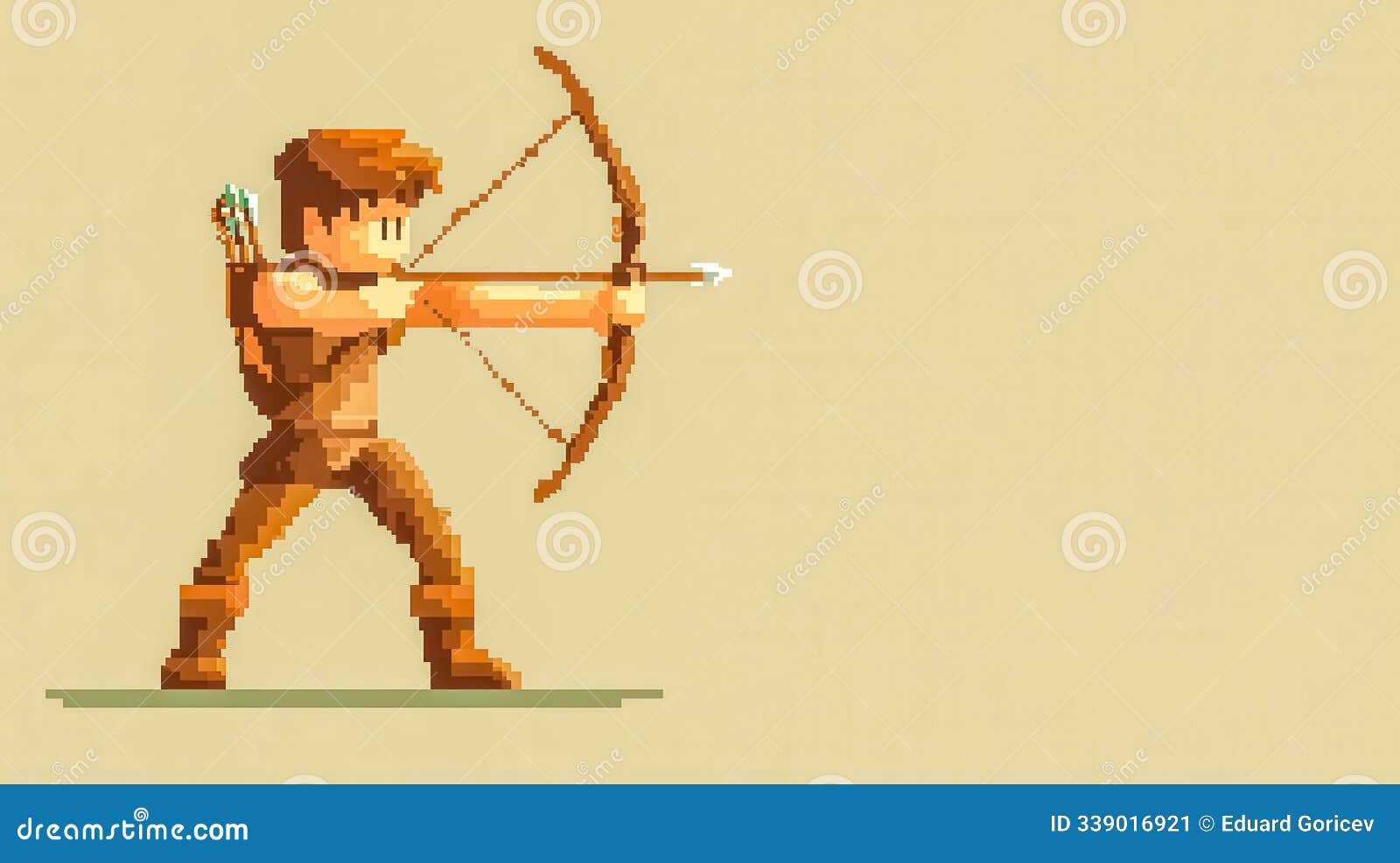 Pixel Art Archer Taking Aim with Bow and Arrow Stock Image - Image of ...