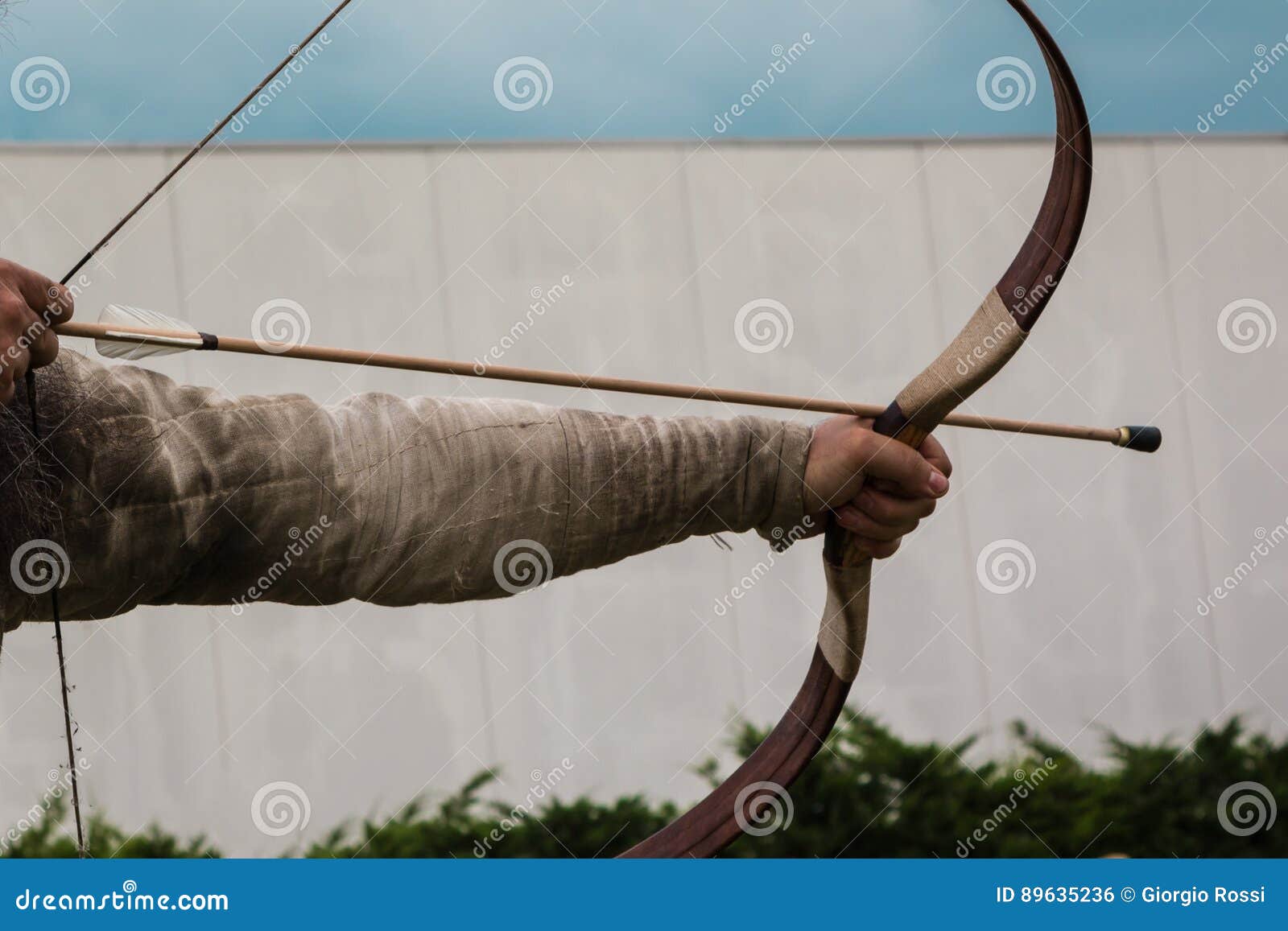 Archer Pulls Bow with Arrow, Shooting Stock Photo - Image of shooting ...