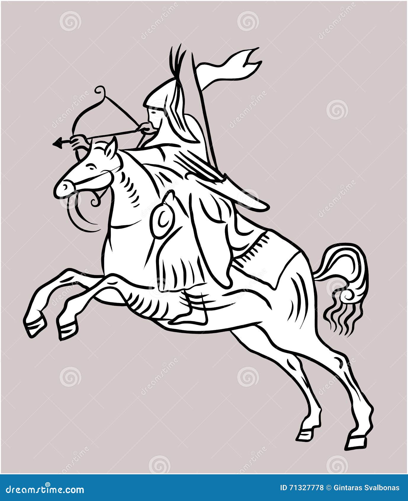 Archer rider horse. stock vector. Illustration of shooter - 71327778
