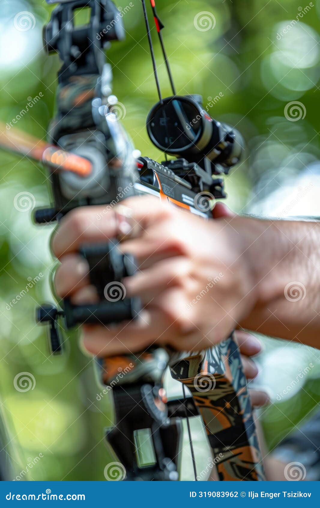 Archer S Hand Drawing Bowstring Symbol of Precision and Focus in Summer ...