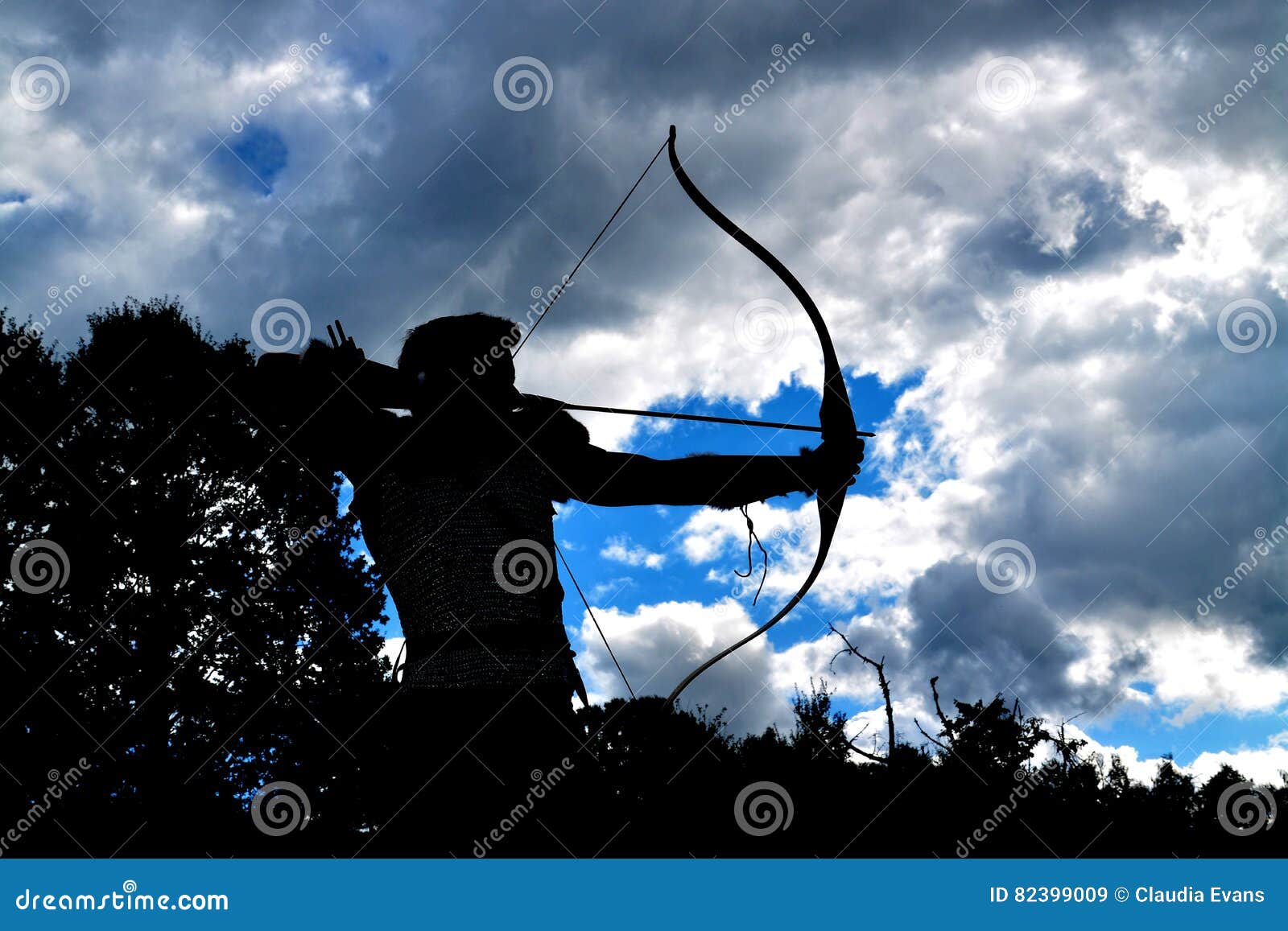 Archer of the Side in Silhouette with Clouds Stock Image - Image of ...