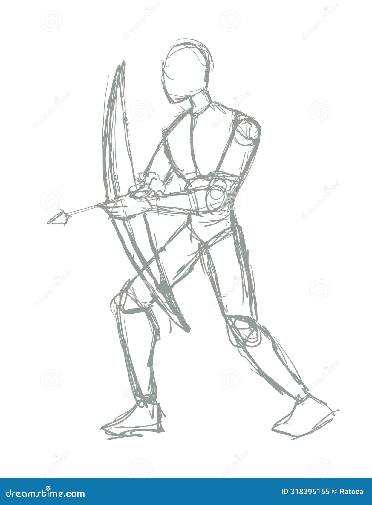 Archer sketch draw stock vector. Illustration of archery - 318395165