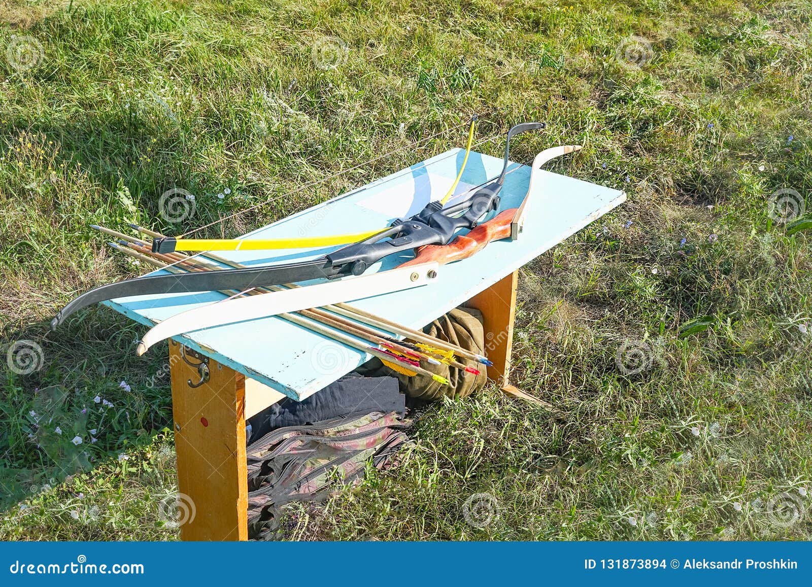 Archery and Arrows on the Table Stock Photo - Image of compound ...