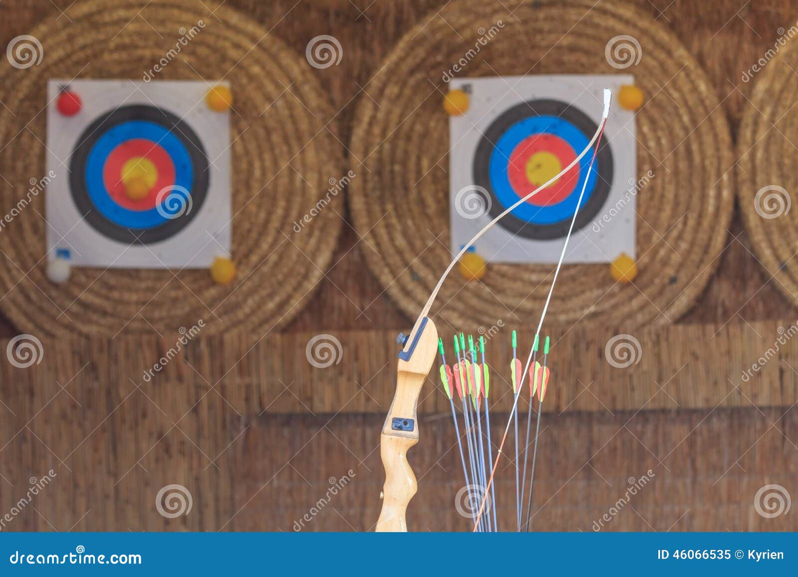Archery Bow, Arrows and Targets Stock Image - Image of target, straw ...