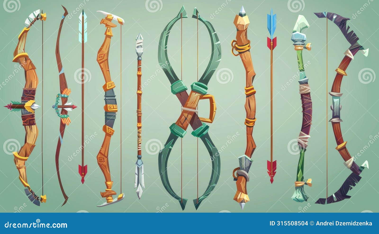 An Archery Bow with Arrows of Varying Complexity and Decor Element for ...