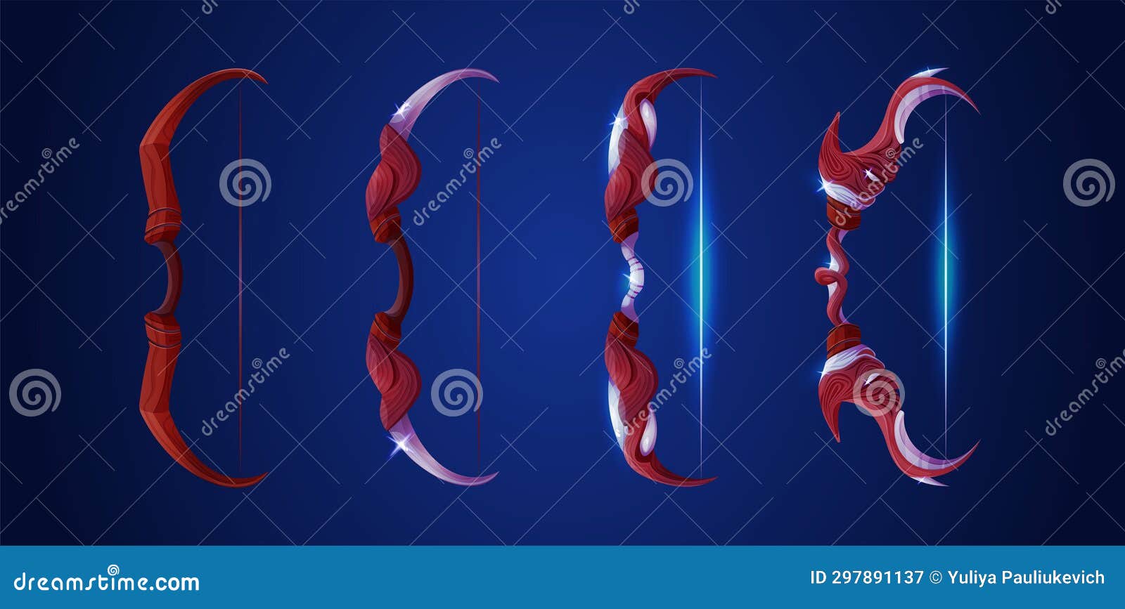 Archery Bow of Various Complexity and Decor Stock Vector - Illustration ...