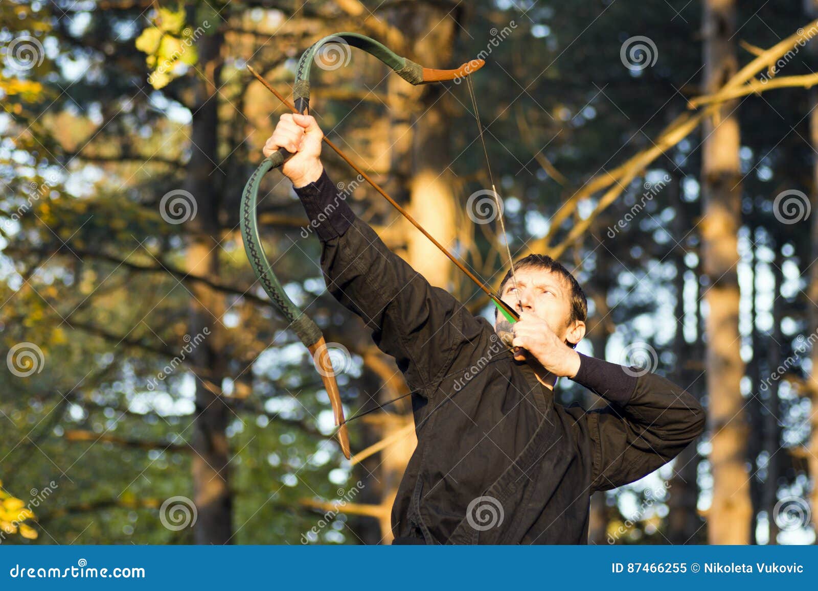 Archery in forest stock image. Image of male, archery - 87466255
