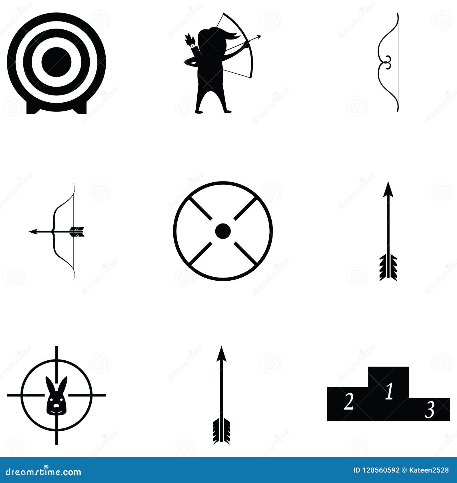 Archery icon set stock vector. Illustration of success - 120560592