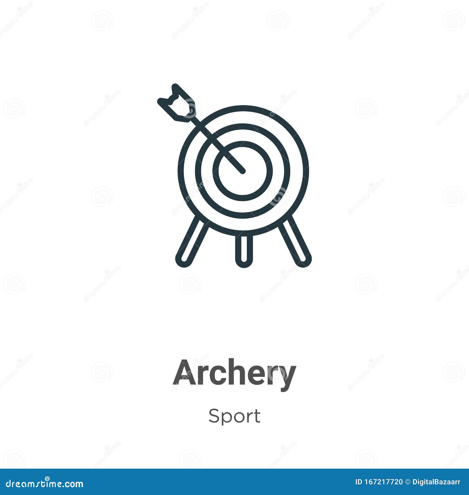 Archery Outline Vector Icon. Thin Line Black Archery Icon, Flat Vector ...