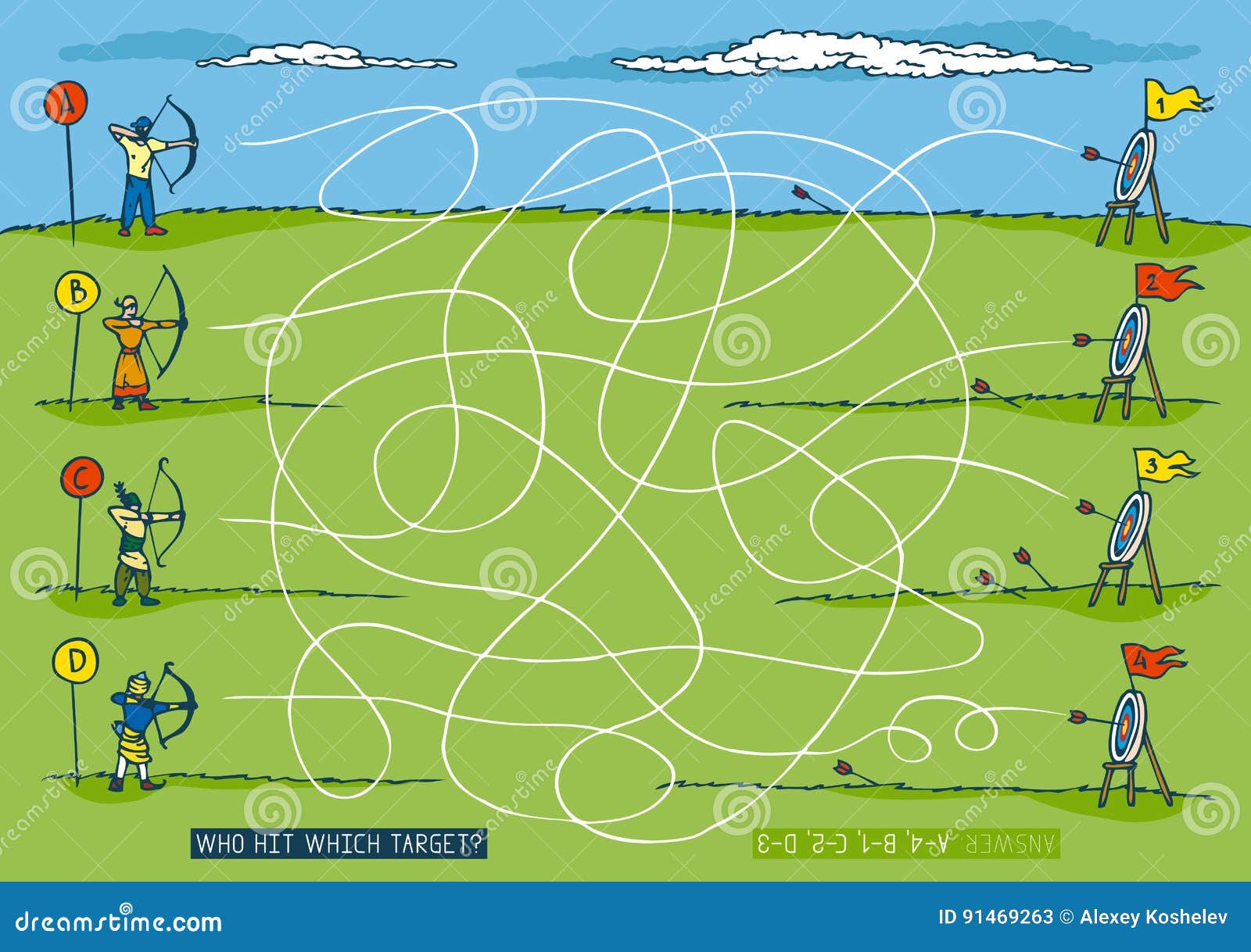 Archery Sport Competition Maze Game Stock Illustration - Illustration ...