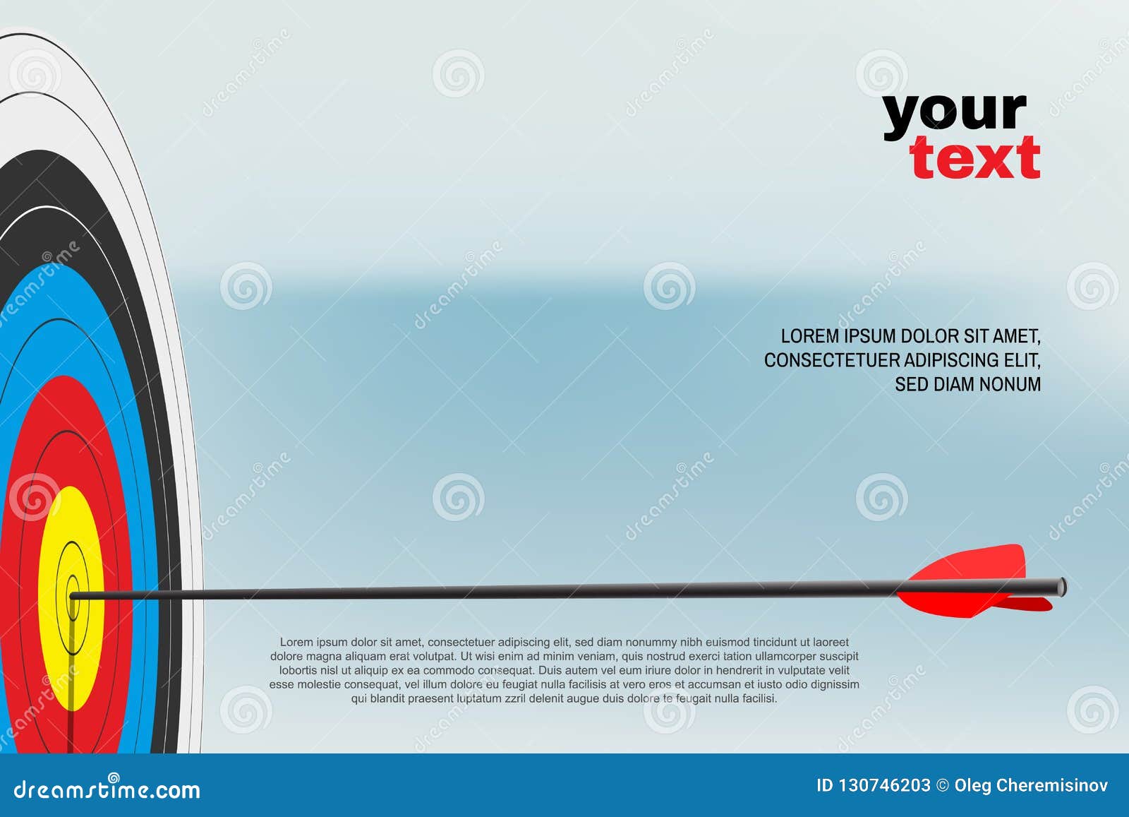 Archery Target with Arrow and Text Blocks on Blue Background. Vector ...