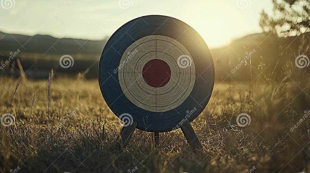 Archery Target in a Field, Red and White Archery Target Standing on ...