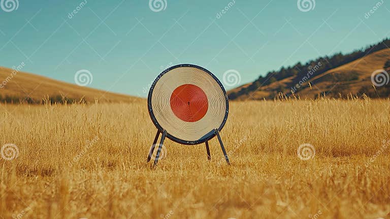 Archery Target in a Field, Red and White Archery Target Standing on ...