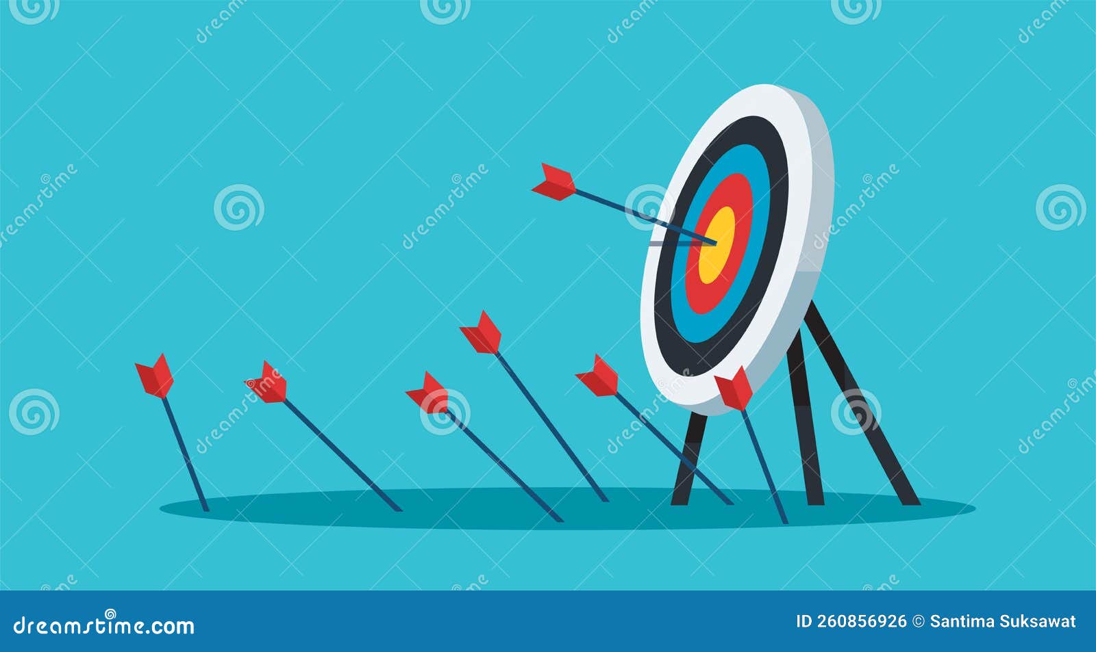 Archery Target. Goal Achieve Concept Vector Illustration Stock Vector ...