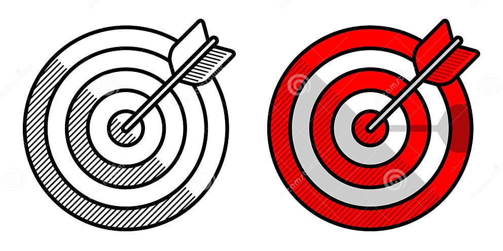 Archery Target Icon in Thin Line Stock Illustration - Illustration of ...