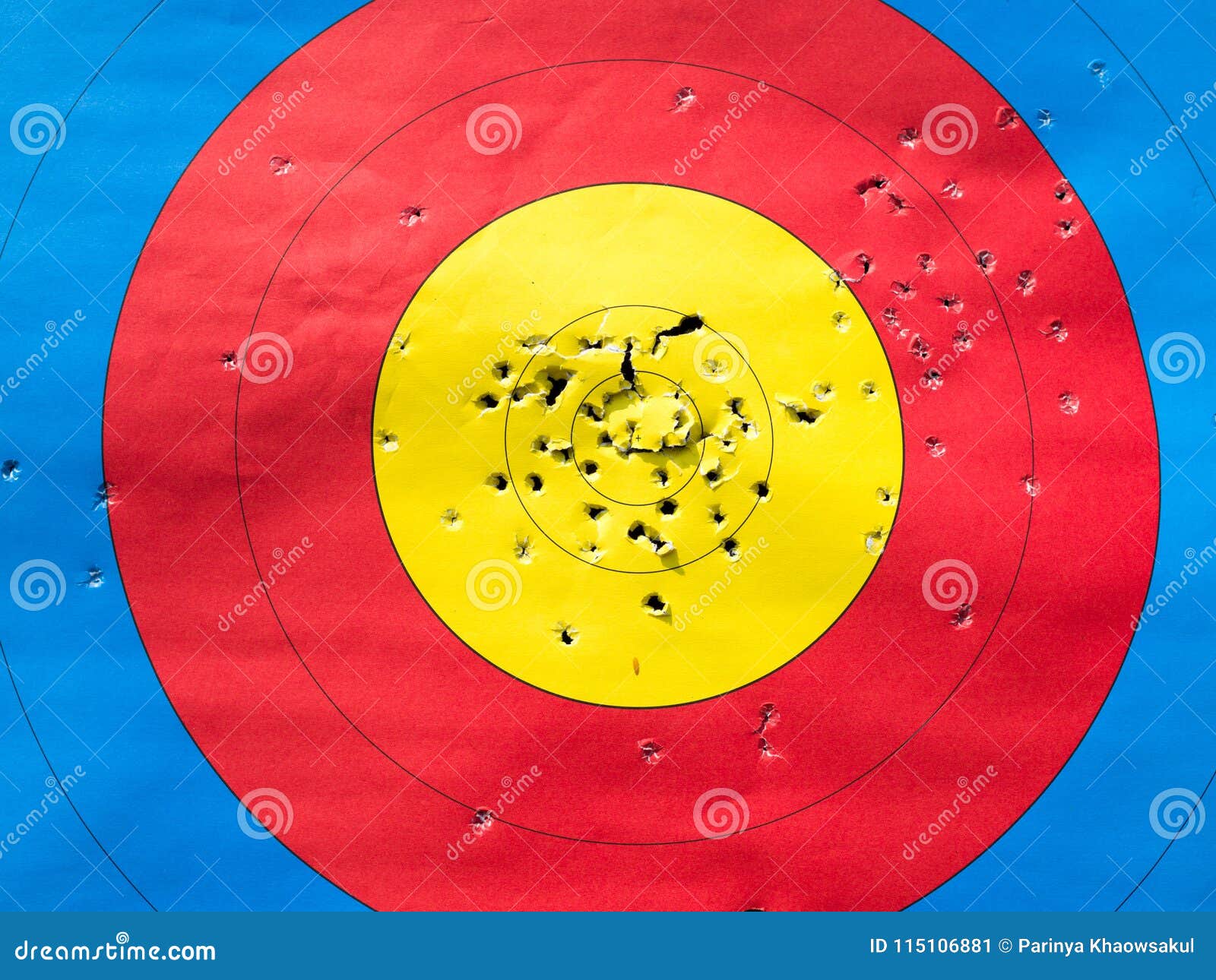 Archery Target with Many Arrow Holes Stock Image - Image of white ...