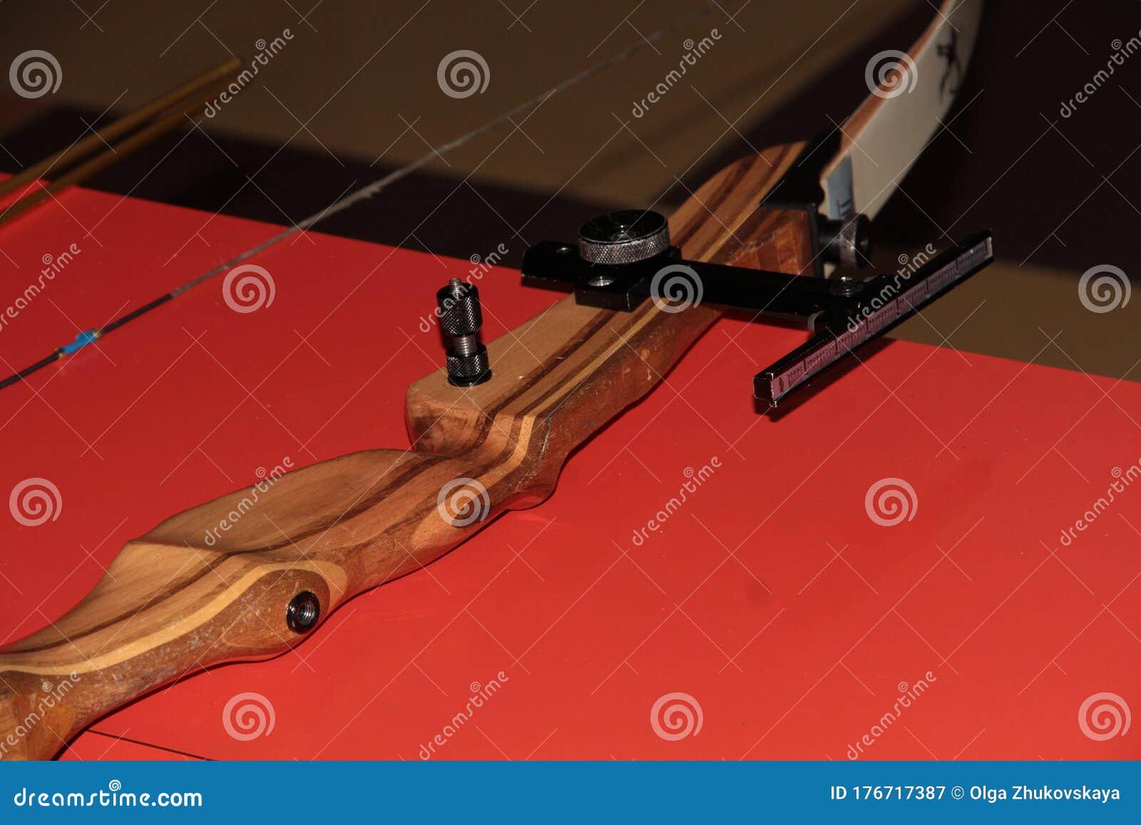 Archery. Wooden Bow on the Pink Table Stock Image - Image of nature ...