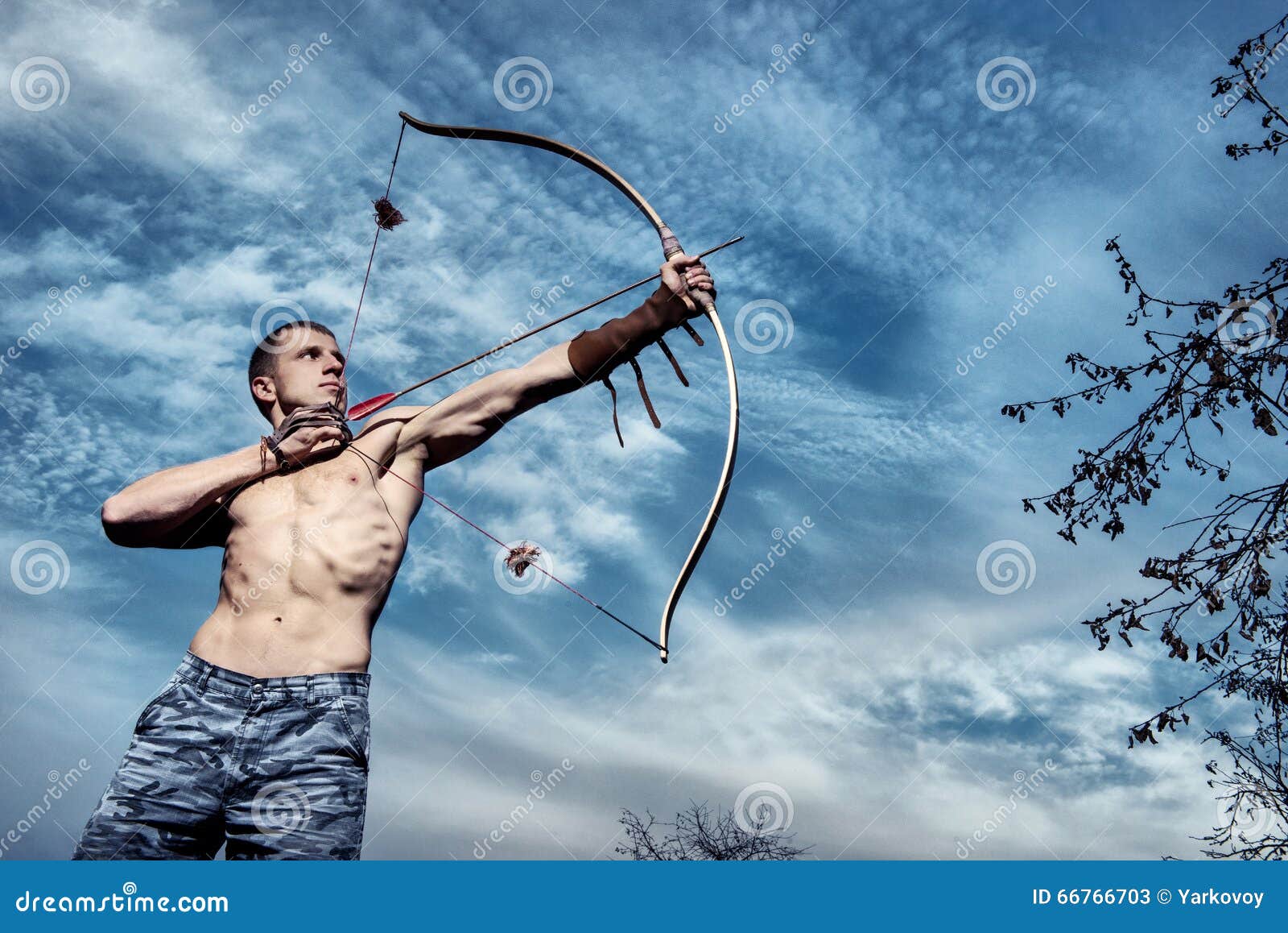 Archery. Young Archer Training With The Bow Stock Photo | CartoonDealer ...
